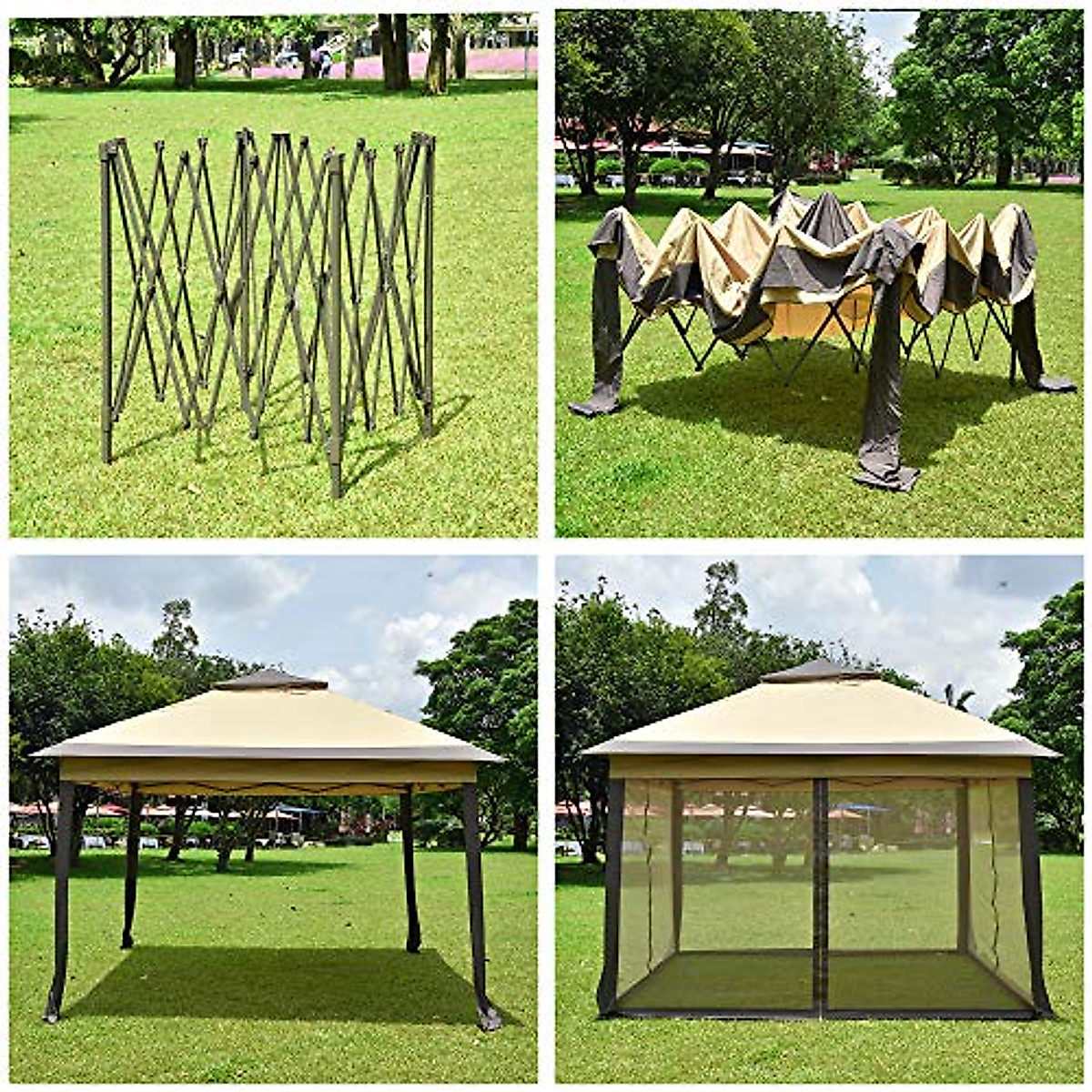 Yescom All-in-1 11x11ft Pop-Up Gazebo Tent with Mesh Sidewall Carry Bag Sunshading Shelter for Outdoor Yard Garden Patio