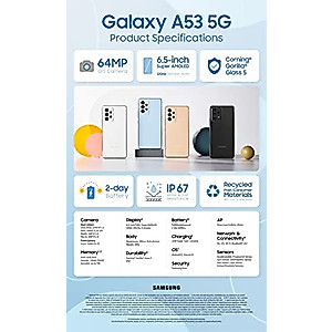 SAMSUNG Galaxy A53 5G UW 128GB Awesome Black-Verizon Smartphone-(Renewed