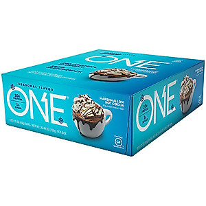 ONE Protein Bars, Marshmallow Hot Cocoa, Gluten Free Protein Bars with 20g Protein and only 1g Sugar, Guilt-Free Snacking for High Protein Diets, 2.12 oz (12 Count)