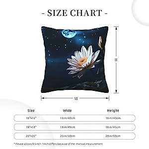 Flower and Moon Print Throw Pillow Cover Corduroy Soft Pillowcase with Hidden Zipper Decorative Cushion Covers for Sofa Living Room Home Decors 20"X20"