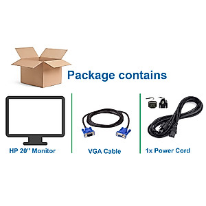 HP P201 LED-Backlit 20 Inch Monitor, Resolution (1600x900), VGA Port and DVI, 16.7 Million Colors, 170 Degree Viewing Angle, 5ms Respond Time, Black (Renewed)