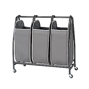 Neatfreak Triple Laundry Hamper Sorter - Rolling Laundry Cart With Wheels & 3 x removable Dirty Clothes Hamper Totes With EVERFRESH Tech For Towels, Blankets & Bathroom Organization