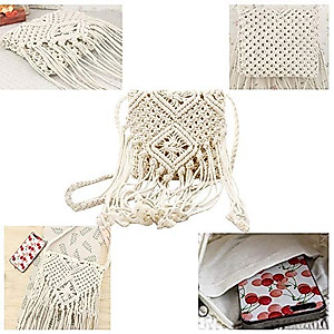 Donalworld Women Tassel Shoulder Bag Bohemian Beach Crochet Messenger Bags White