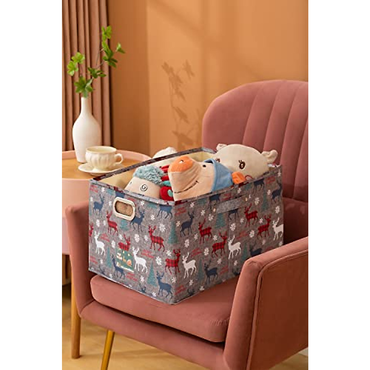 Nopuper Large Toy Box Storage Organizer with Lid,2 Packs, Foldable Shelf Storage Bins, Sturdy PP Interlayer,Hard Bottom and Sides, 20"*16"*12"