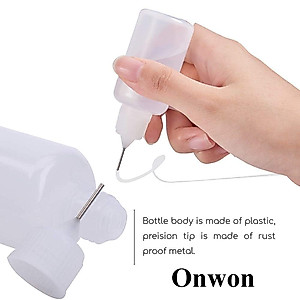 Onwon 10 Pieces Precision Needle Tip Glue Bottle Applicator 1 Ounce/ 30 ml Empty Applicator Glue Oiler Squeeze Bottle for Paper Quilling DIY Craft