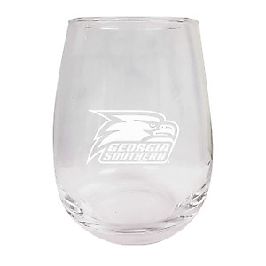 R and R Imports Georgia Southern Eagles Etched Stemless Wine Glass 15 oz 2-Pack Officially Licensed Collegiate Product
