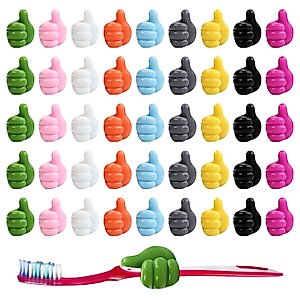 SUBANG 45 Pieces Silicone Thumb Hooks Self Adhesive Wall Decoration Hook Self Adhesive Key Hook Wall Hanger Multifunction Thumb Cable Clip