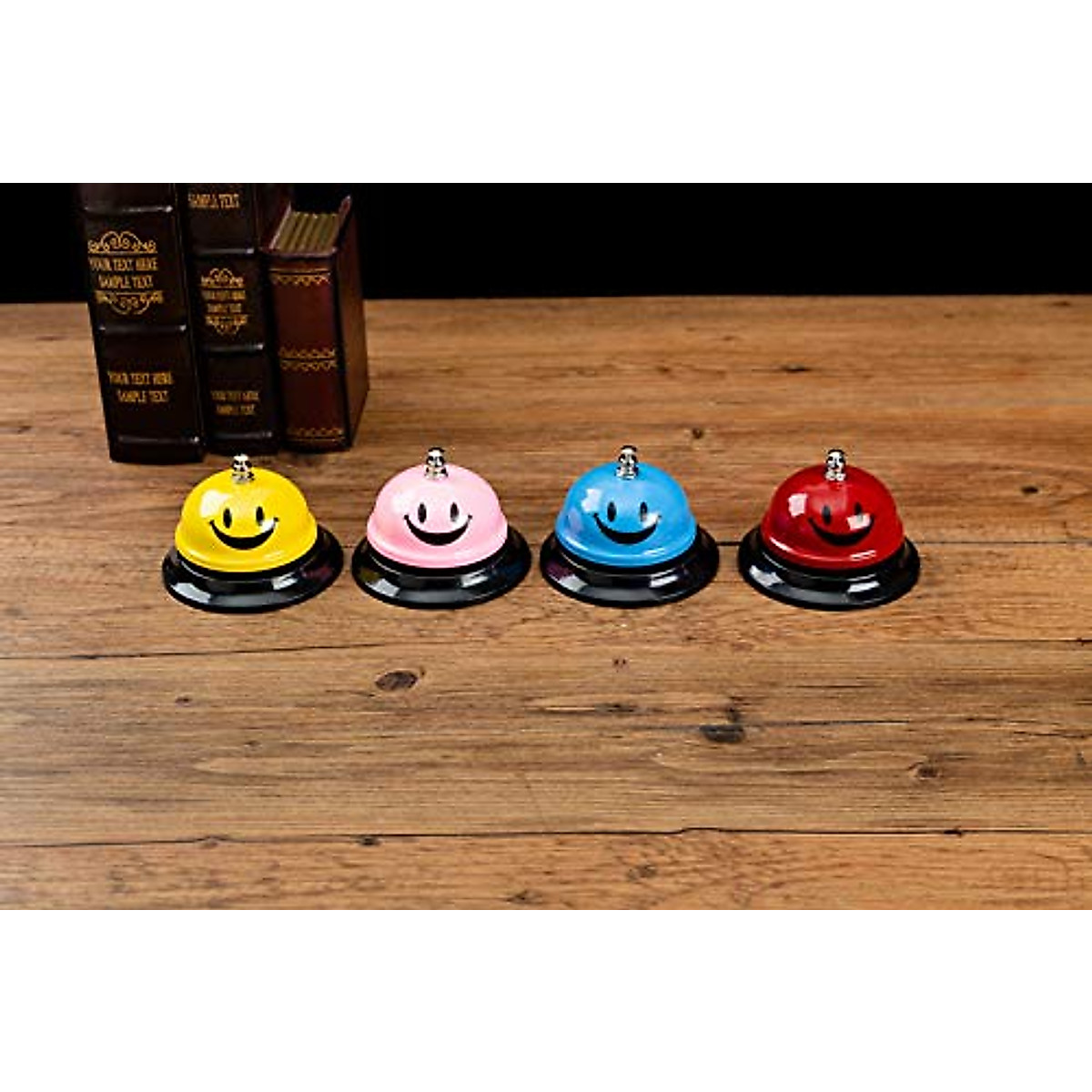 ASIAN HOME Call Bell, 3.35 Inch Diameter, Metal Bell, Blue Smiley Face, Desk Bell Service Bell for Hotels, Schools, Restaurants, Reception Areas, Hospitals, Customer Service, Blue (2 Bells)