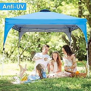 Canopy Tent 10x10FT, Anti-UV Sun Shade Canopy Tent, Easy Set-up Canopy for Camping, Parties, Garden, Backyard, Wheel Carrying Bag