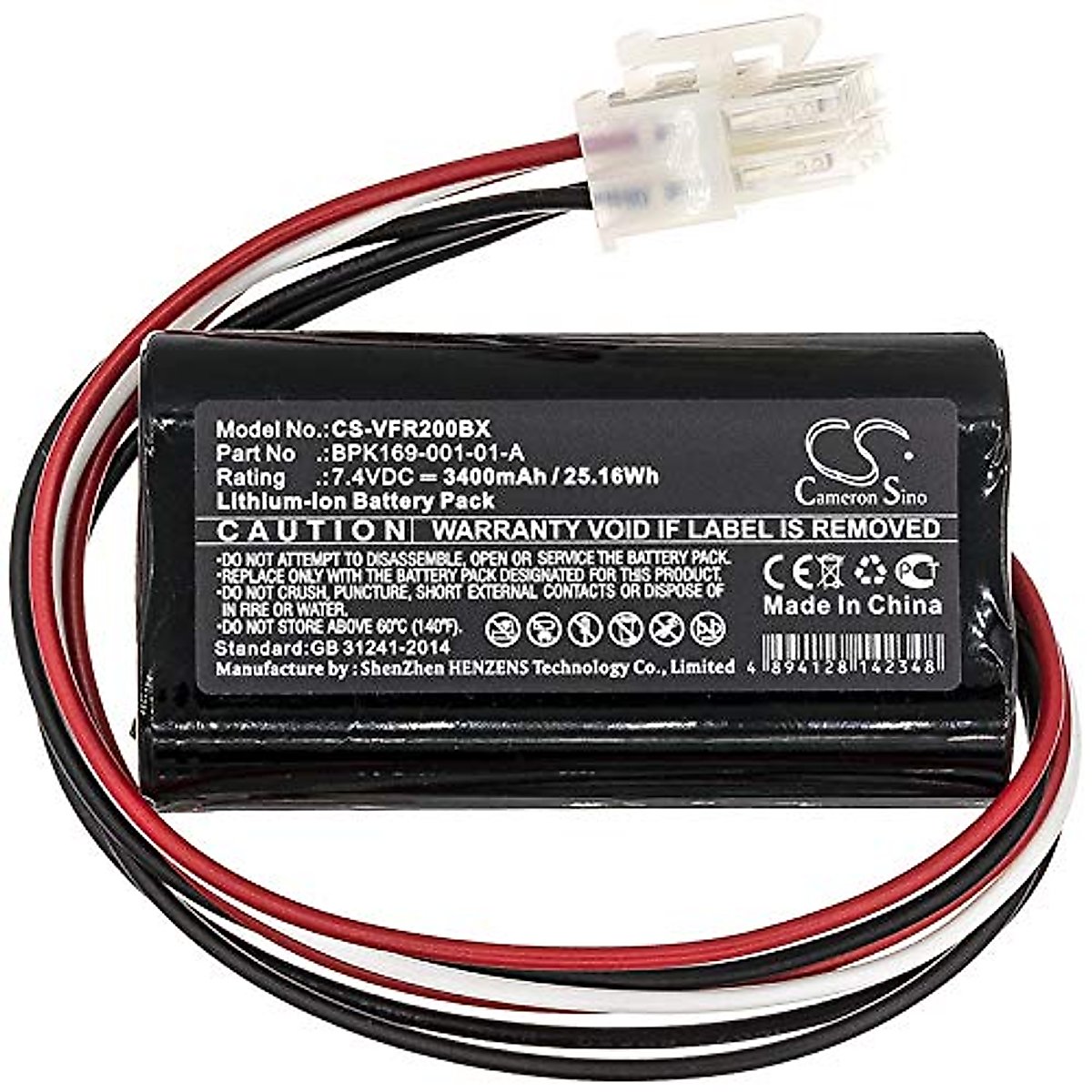 3400mAh Replacement Battery for Verifone Ruby 2, Verifone Ruby CI, Verifone PCA169-404-01-A, Verifone PCA169-001-01