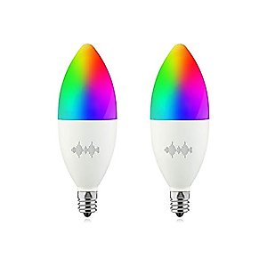 helloify B11 LED Smart, WiFi Light Candelabra Bulb Compatible with Alexa Google Home, RGBCW Color Changing, Cool Warm White Dimmable, No Hub Required, 40W Equivalent, RGB+2700K-6500K, 2 Pack