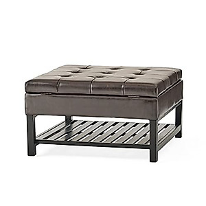 Christopher Knight Home Miriam Ottoman with Storage and Bottom Rack, Brown