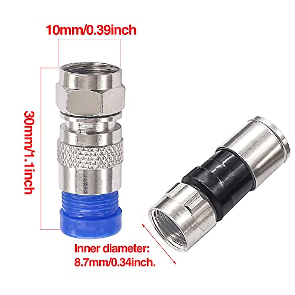 Taiss Coax Cable Crimper Tool Kit,Coaxial Cable Stripper,coax cable crimper,with 20 PCS F Style RG6 Compression connectors,RG6 Coaxial Cable Compression Tool Kit