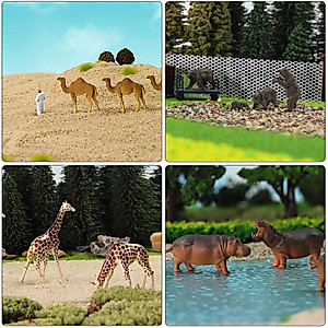 24pcs HO Scale Painted Wild Animals 1:87 PVC Elephant Camel Giraffe Tiger Lion Panda Bear Deer Hippo Rhino Model Railway AN8718