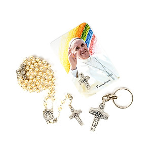 Cana Collection Pope Francis Rosary Keyring and Card Vedele Made in italy