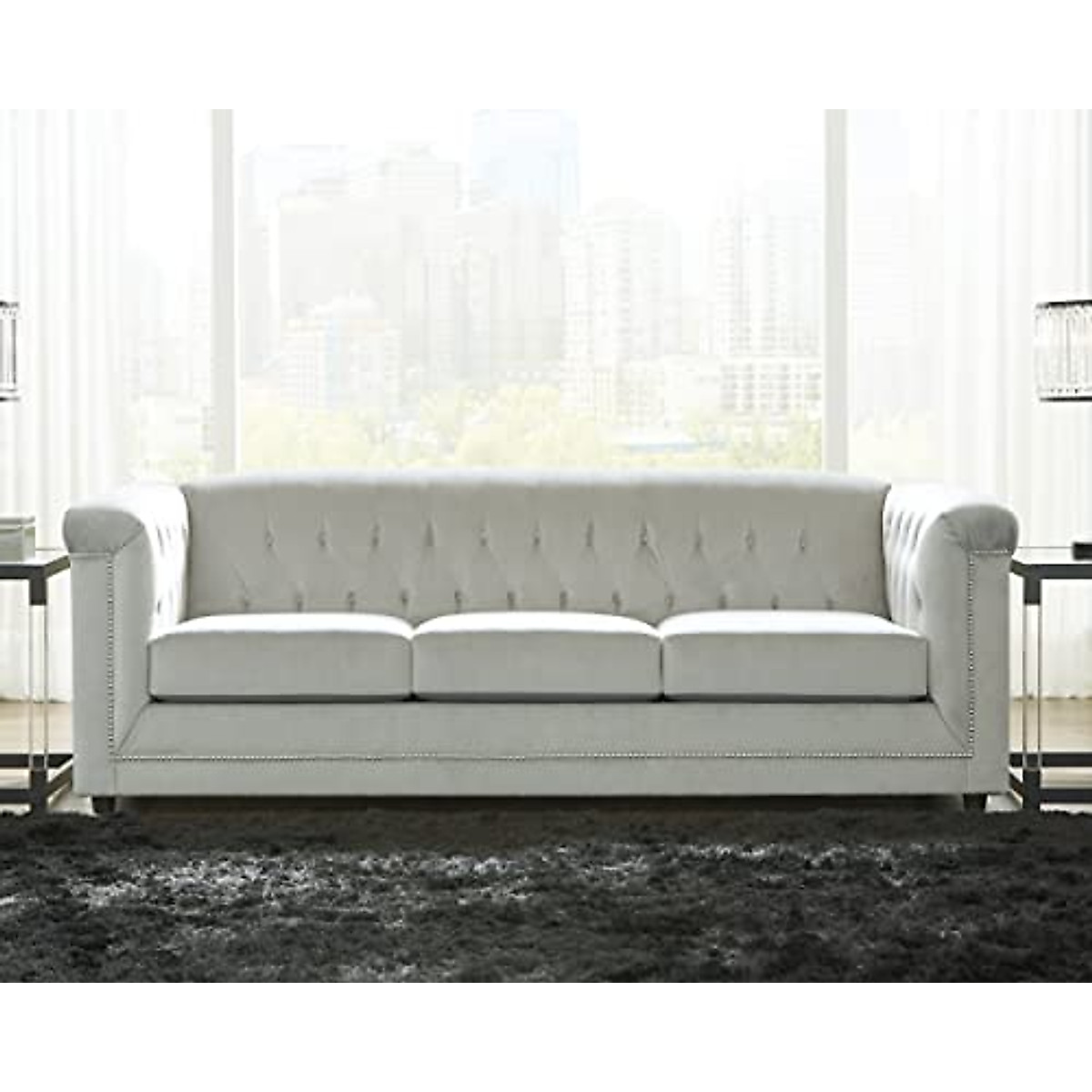 Signature Design by Ashley Josanna Sofa, 93"W x 38"D x 33"H, Grey