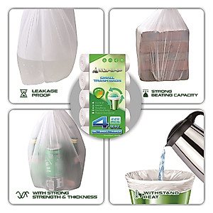 220 Counts Aklyaiap 4 Gallon Trash Bag,Tear & Leak Resistant Bathroom Garbage Bags 4 gallon,White &Unscented Bathroom Trash Bags，Biodegradable Trash Bags Small Trash Can Bags for Home & Kitchen，5Rolls