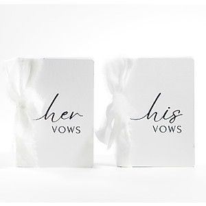 Vow Books - Wedding Vow Books His and Hers | Wedding Vow Books With White Ribbons | His And Her Vows Book| Wedding Journal for Bride-to-Be | His and Hers Gifts | Wedding Day Essentials