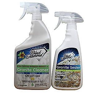 Black Diamond Stoneworks Granite Sealer to Seal and Protect (Pint) and USDA Certified BioBased Granite Cleaner (Quart) Bundle. Use on Granite, Quartz, Marble, Countertops.