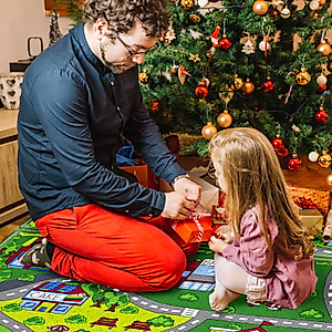 Booooom Jackson Pack 2 Train Car Rugs for Toy Cars,Car Mat,Road Rug,Kids Car Carpet Playmat Rug,Kids Car Rug Play Mat,Fun Car Play Area Rug,Non Slip Kids Car Play Rug for Playroom Bedroom