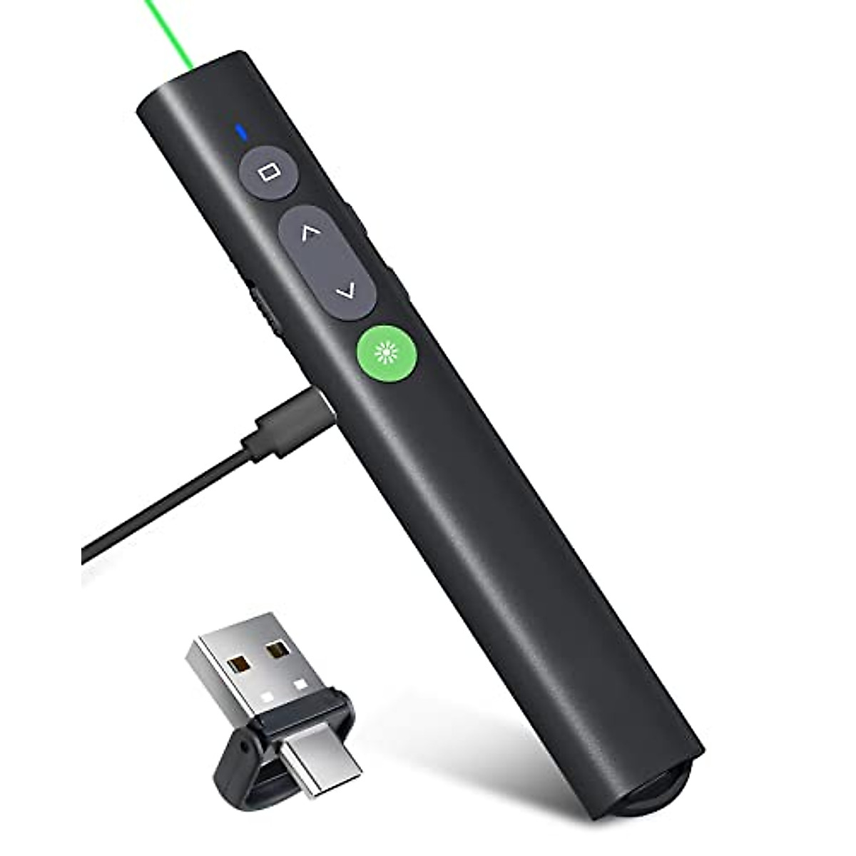 Rechargeable Presentation Clicker for PowerPoint Green Light Pointer ...