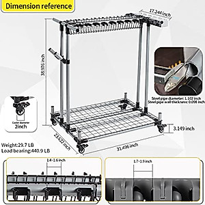 QTJH Mobile garden tool organizer metal Garage Storage Holder storage large long lawn tools heavy duty tool rack sturdy yard cart