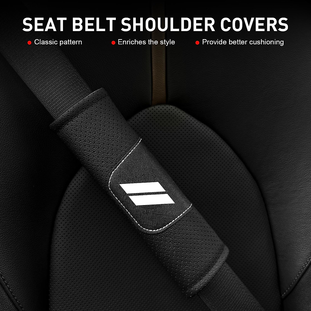 REMOCH Seat Belt Covers Pads for Dodge Charger Challenger Durango Accesssories 2015-2023, Leather Seatbelt Cover Shoulder Strap Cushion Proetection Sleeve (2 Pcs, White)