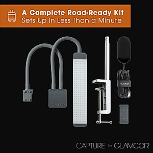 Glamcor Capture LED Light Kit with Smartphone Mount and Table Clamp