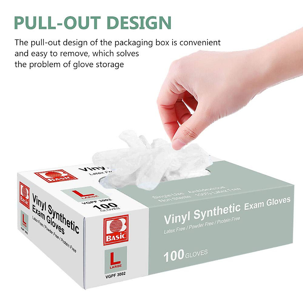 squish Disposable Gloves, Clear Vinyl Gloves Latex Free Powder-Free Glove Cleaning Rubber Gloves Health Gloves for Kitchen Cooking Cleaning Food Handling, 100PCS/Box, Large