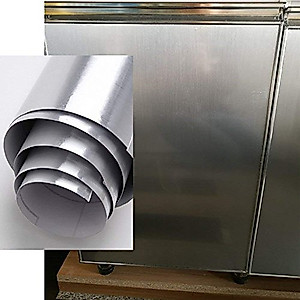 UPREDO Metal Look Stainless Steel Vinyl Metallic Adhesive Paper Shelf Liner Film Kitchen Refrigerator Dishwasher Oven Sticker 15.8in by 79in