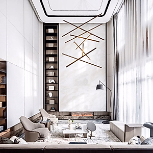 JAYMP Modern LED Chandeliers Dimmable Pendant Light Fixture for High Ceiling Living Room Dining Room Staircase Restaurant Sputnik Floating Sculptural Art Hanging Lamp