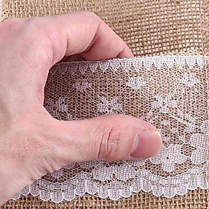 MAKIVI 100Pc Burlap Lace Cutlery Pouch, Wedding Knife Fork Holder Bag Hessian Table Decoration Accessories, for Rustic Wedding Party Bridal Shower Decorations-4 x 8 Inch