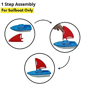 Toy Boat Bath Toys for Kids & Toddlers 3 Pack - Large 10" Floating Toy Boats for Bathtub, Kids Pool Toys, Beach Toys Outdoor Water Play by 4E's Novelty