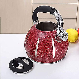 Tea Kettle Whistling Tea Pots Red Stainless Steel Whistling Tea Kettle Camping Kettles with Heat-Resistant Handle for Tea Coffee Milk Chihen220114(Color:Red;Size:3L)