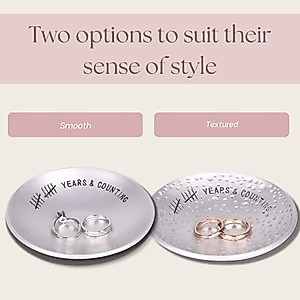 PureRejuva 10th Anniversary Tin Gifts – 4 In, Engraved, Aluminum Wedding Ring Holder Dish & Gift Box – 10 Year Anniversary for Him & 10 Year Anniversary for Her Smooth Style