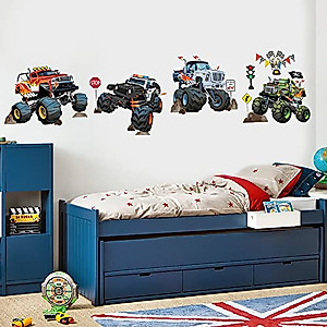 wondever Racing Car Wall Stickers Truck Vehicles Peel and Stick Wall Art Decals for Boys Room Kids Bedroom Playroom