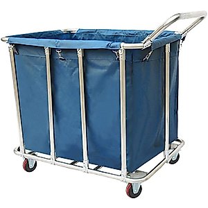 Commercial Laundry Cart with Wheels, 400L large Laundry Rolling Bins with Removable Waterproof Canvas Lining Basket, Heavy Duty Stainless Steel Laundry Hampers for Hotels & Hospital, 440lbs Load