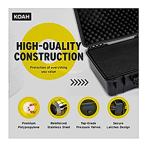 Koah Weatherproof Hard Case with Customizable Foam (18 x 14 x 7 Inch)