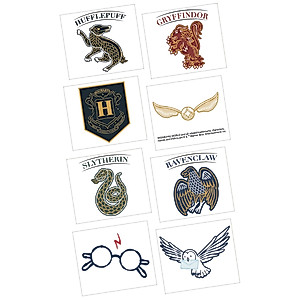 Harry Potter Hogwarts United Plastic Party Tattoos - 2" x 1.75" | Assorted Design | Pack of 24