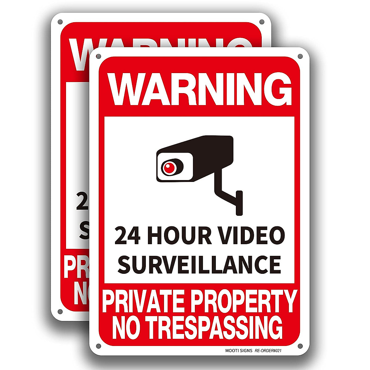 Video Surveillance 2 Pack Private Property No Trespassing Signs, CCTV Security Camera, 10x7 in Heavy 0.40 Aluminum, UV Protected, Business, Driveway Alert (Style 1 10X7 2 Pack)