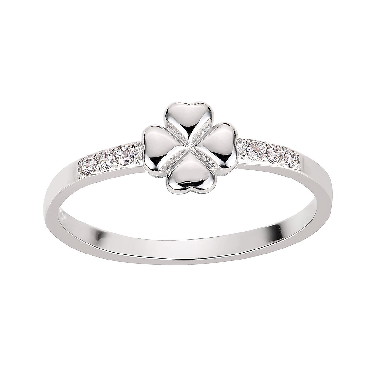 Cubic Zirconia Four Leaf Clover Ring Sterling Silver Size 12