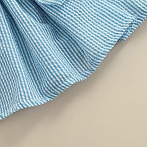 Toddler Baby Girls Sleeveless Dress Front Bowknot Stripe Sling Summer Jumpsuit Princess Casual Romper (Blue, 3-6 Months)