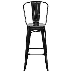Flash Furniture Commercial Grade 30" High Black Metal Indoor-Outdoor Barstool with Removable Back
