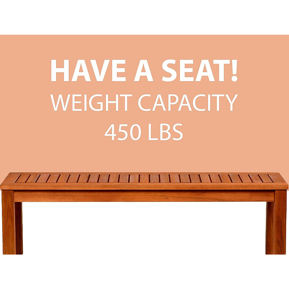 Amazonia Aster Backless Patio Bench | Eucalyptus Wood | Ideal for Outdoors and Indoors, 53", Dark Teak Finish