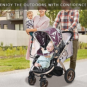Stroller Rain Cover, Stroller Cover Universal Travel Weather Shield Rain Cover for Stroller Transparent Stroller Poncho Waterproof Zipper Window Design Winter Snow Wind Protection Small Medium Carts