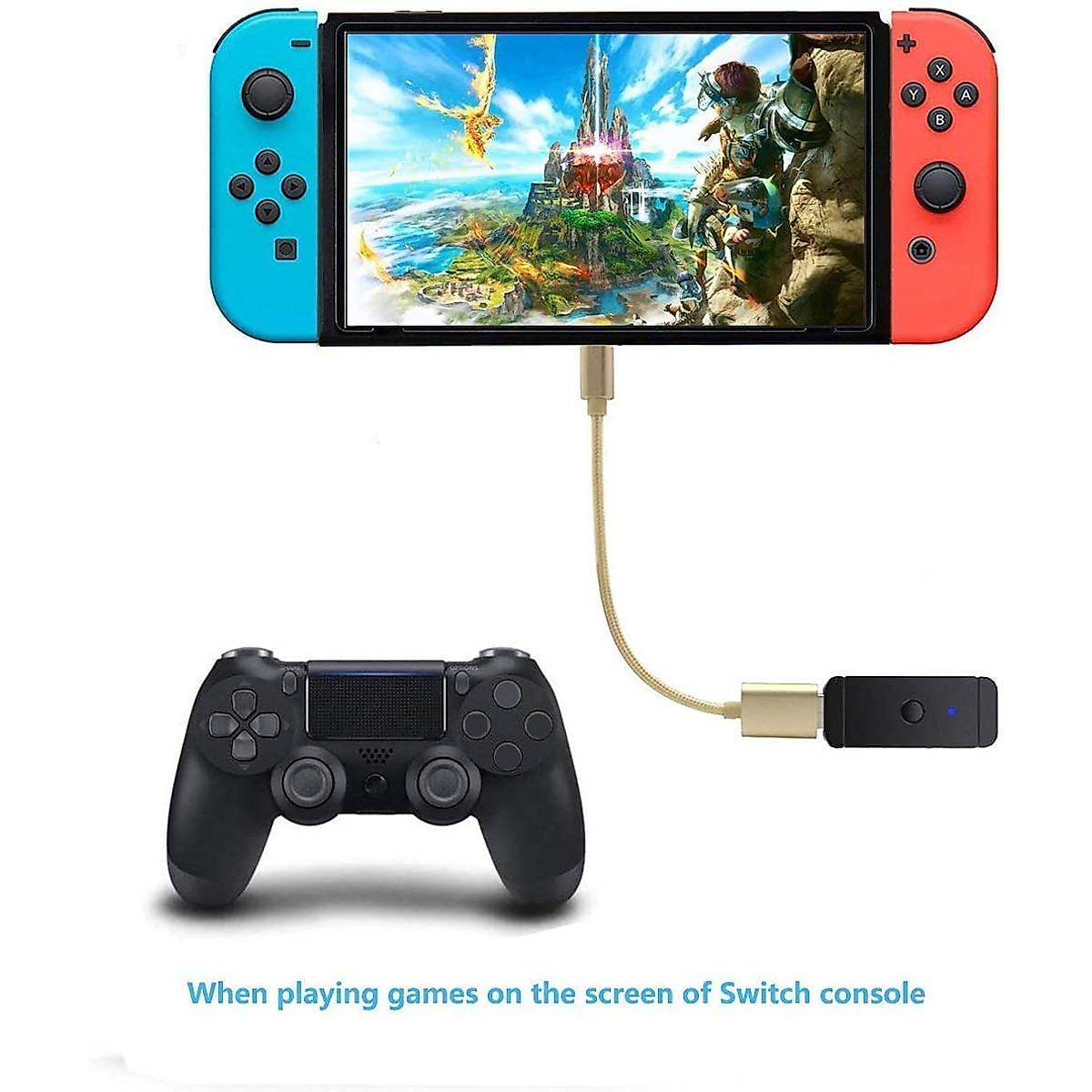 JZW-Shop Controller Adapter USB for N-Switch PS3 PC, Dongle Bluetooth Compatible with PS5/ PS3/ PS4/ Xbox 360/ Xbox One X/Wii U Pro/Windows PC/Switch Pro Controller Converter Adapter