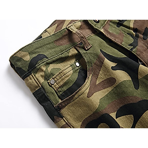 AITITIA Men's Ripped Camouflage Slim Fit Stretch Jeans (42, 6614 Camouflage)