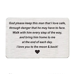 Birsppy Laser Engraved Metal Wallet Insert Card Love Note for Husband Boyfriend Fiance