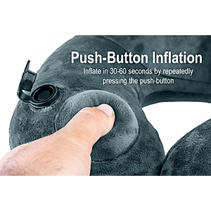 AirComfy Daydreamer Travel Neck Pillow - Self-Inflatable Pillow with Luxuriously Soft Washable Cover and Packsack - Compact and Lightweight Support for Sleeping and Traveling in Airplanes