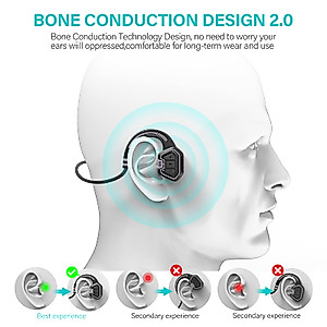 Open Ear Headphones,Wireless Bone Conduction Headset Bluetooth 5.1 with Mic - MP3 Play Built-in 16G Memory,IP68 Waterproof Sweatproof - Music Answer Phone Call for Swimming Skiing Driving Bicycling